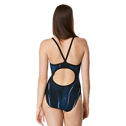 Speedo Women's Standard Swimsuit One Piece Endurance+ Flyback Printed Adult Team Colors, Solar Blue, 36