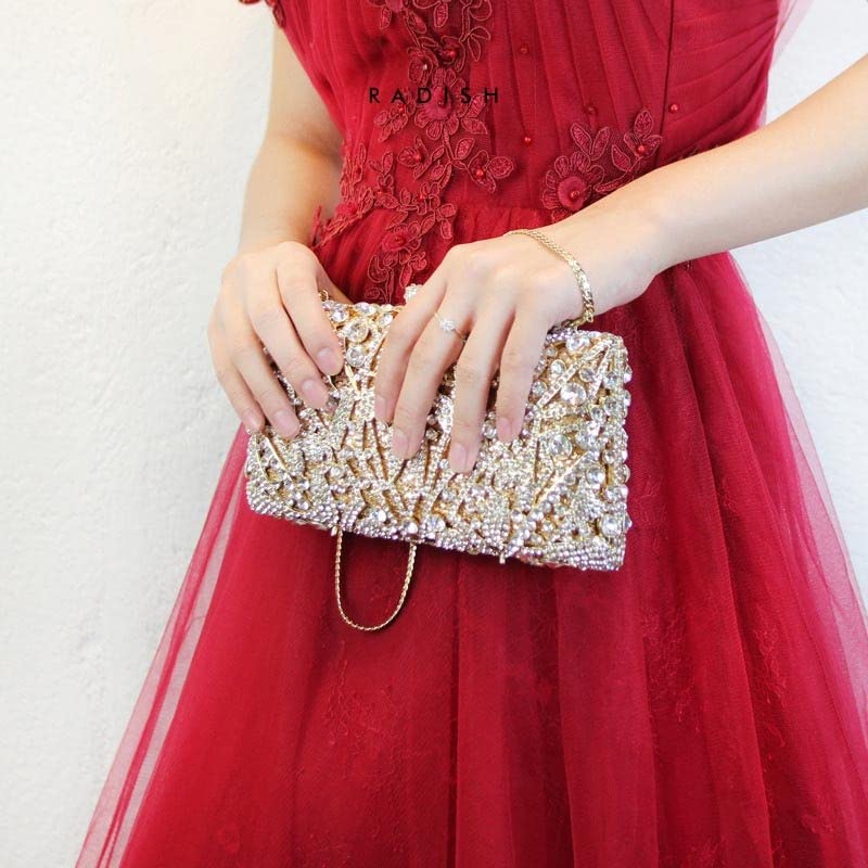 ZHUHW Hollow Out Women Clutch Bag Purse Crystal Wedding Bride Evening Bag