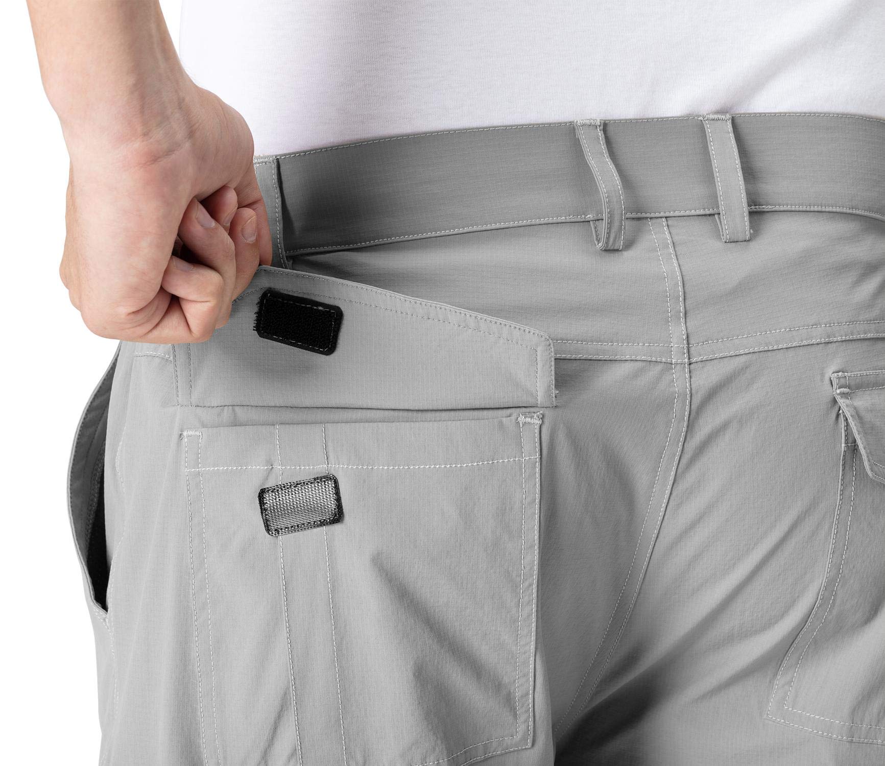 Rdruko Men's Hiking Shorts Quick Dry Lightweight Outdoor Work Cargo Golf Casual Shorts with Zipper Pockets(Light Grey, US 38)