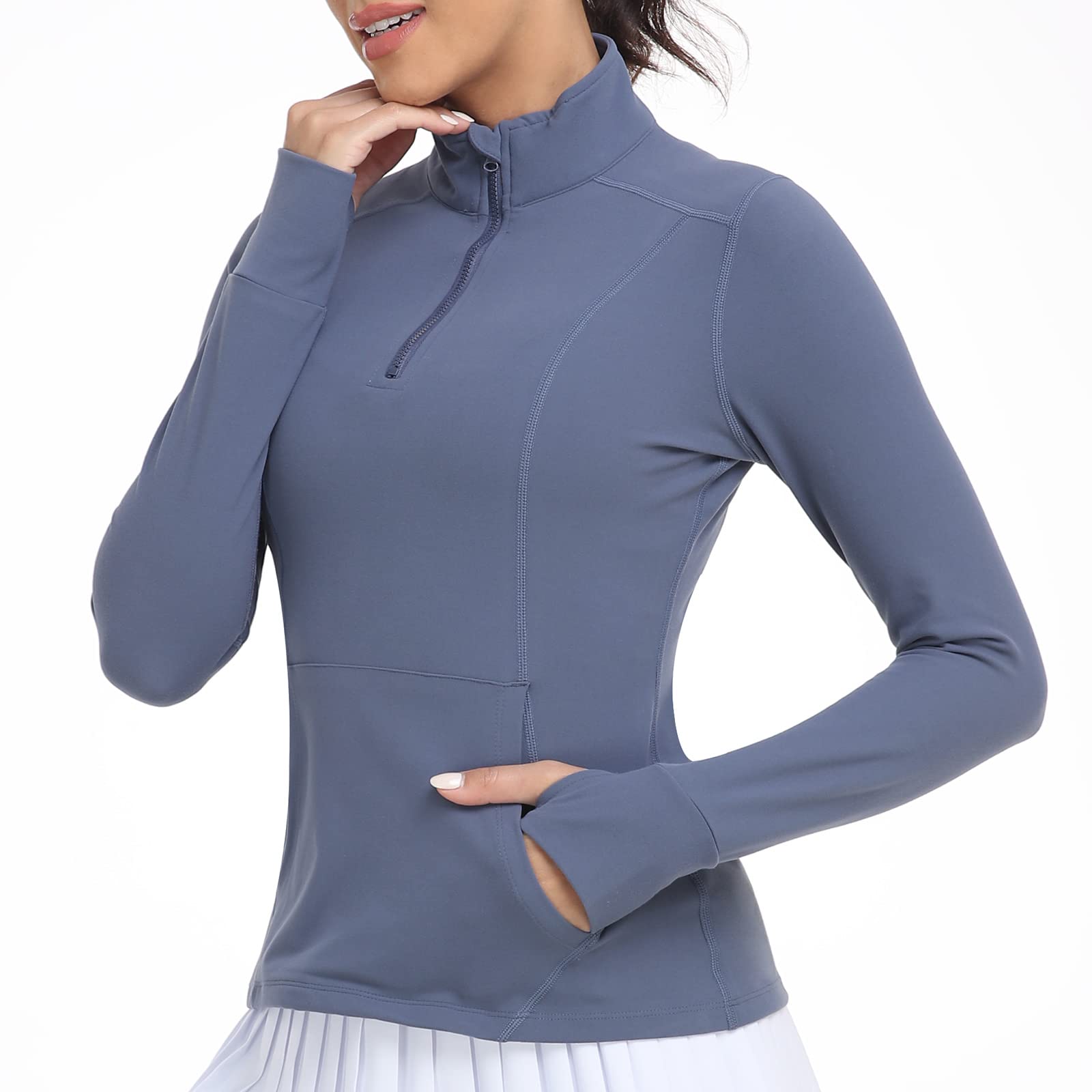 VUTRU Women's 1/4 Zip Pullover Microfleece Jackets Long Sleeve Mock Neck Sweatshirt Tops with Pockets for Running Hiking