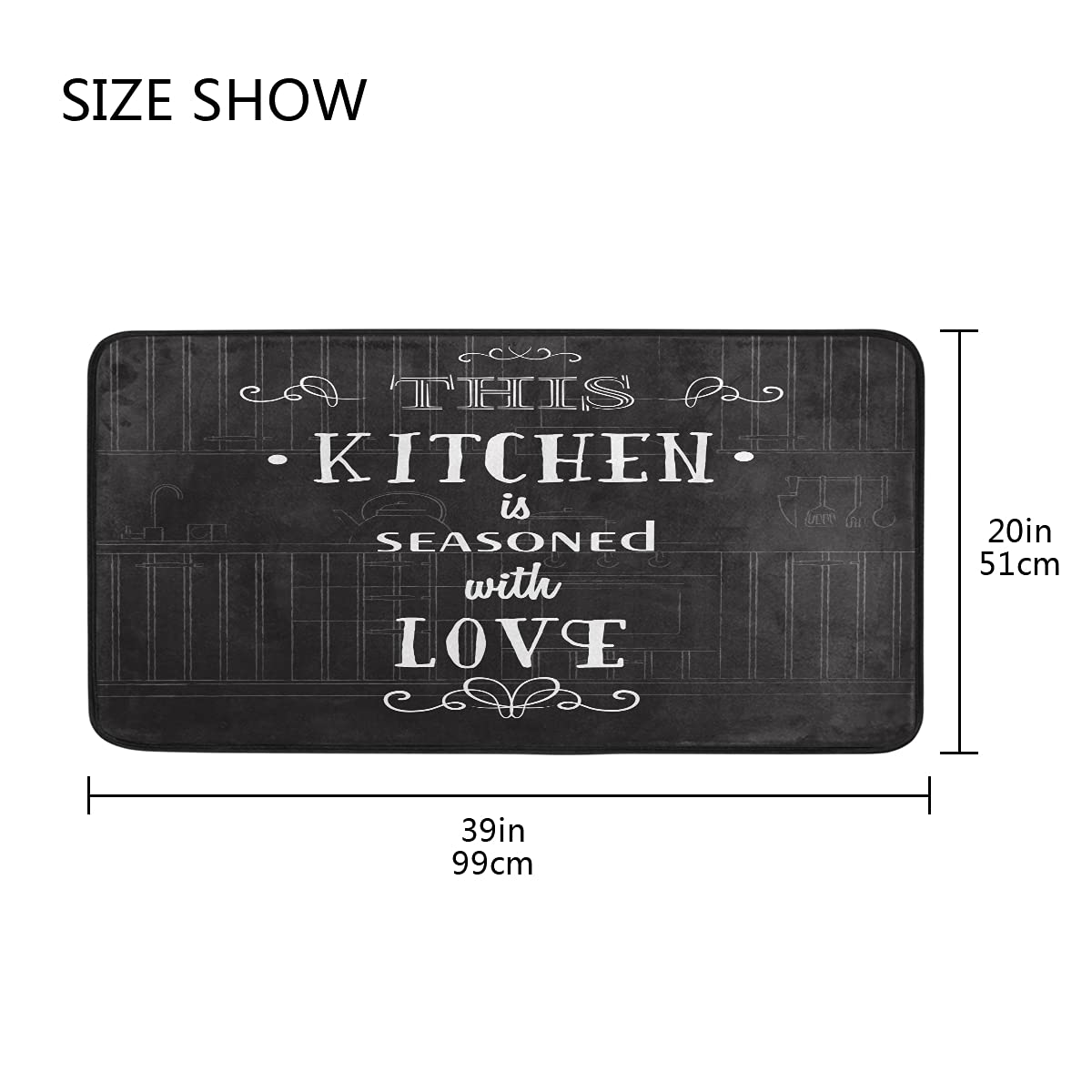 This Kitchen is Seasoned with Love Kitchen Rug Laundry Room Mat Farmhouse Decor Floor Runner Rug Bedroom Porch Doormat 39x20in