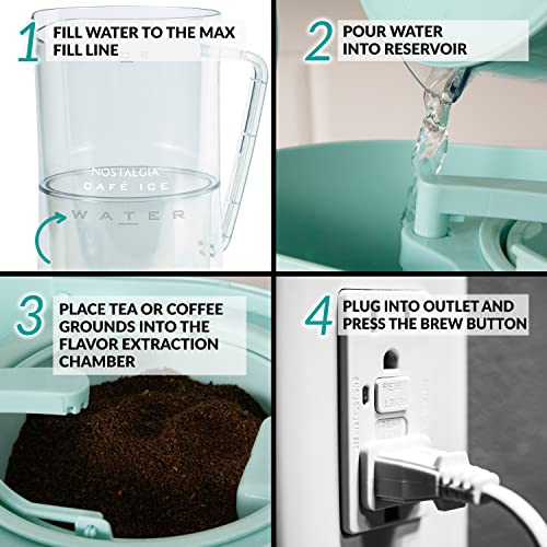 Nostalgia CLIT3PLSAQ Classic Retro 3-Quart Iced Tea & Coffee Brewing System With Double-Insulated Pitcher, Auto Shut-Off, Perfect For Cold Lattes, Lemonade Flavored Water,Includes Reusable Filter,Aqua