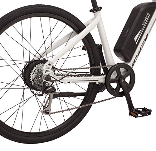 Schwinn Voyageur Electric Bike, Hub-Drive, Large Step-Through Frame, White