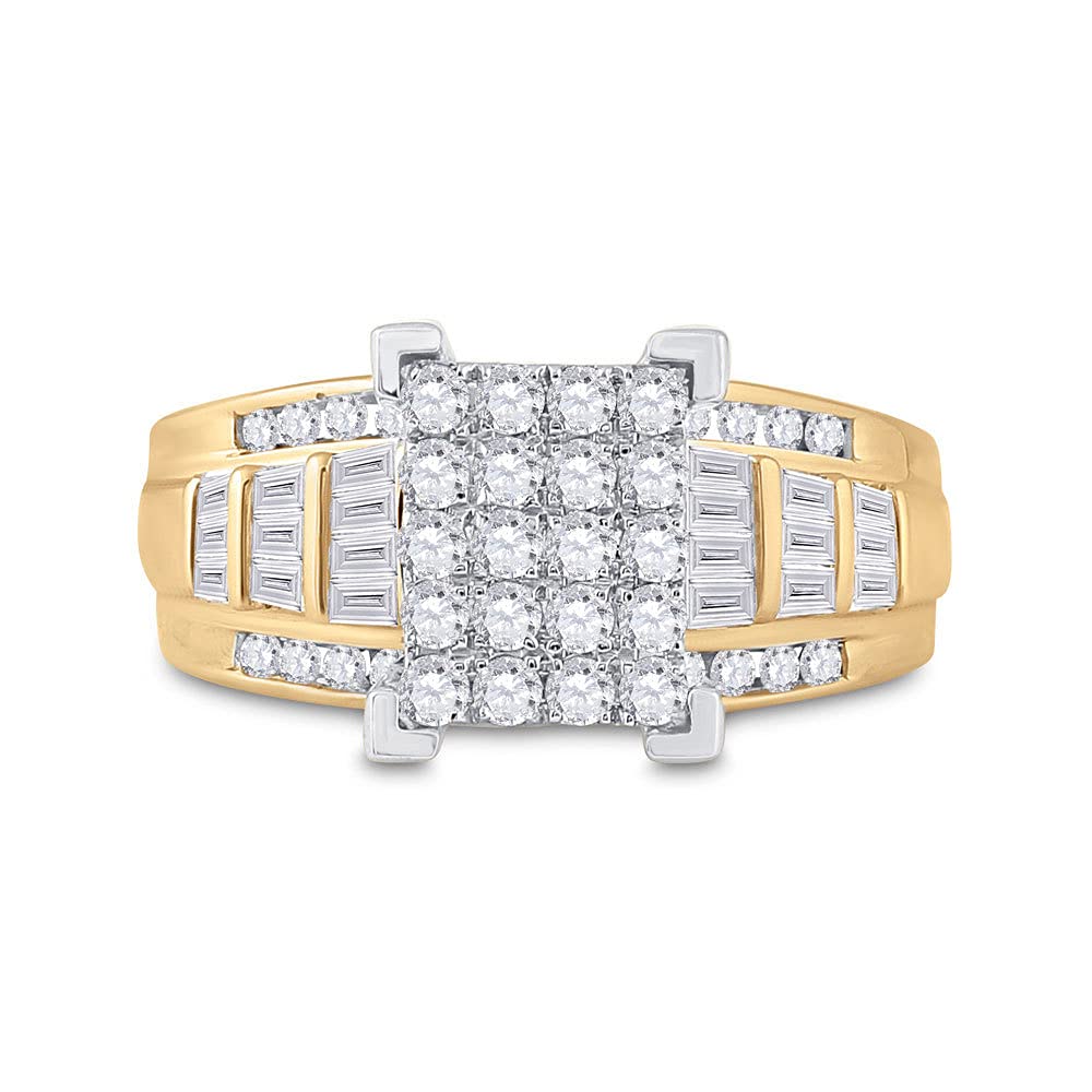The Diamond Deal 10kt Yellow Gold Round Diamond Cluster Bridal Wedding Engagement Ring 1 Cttw