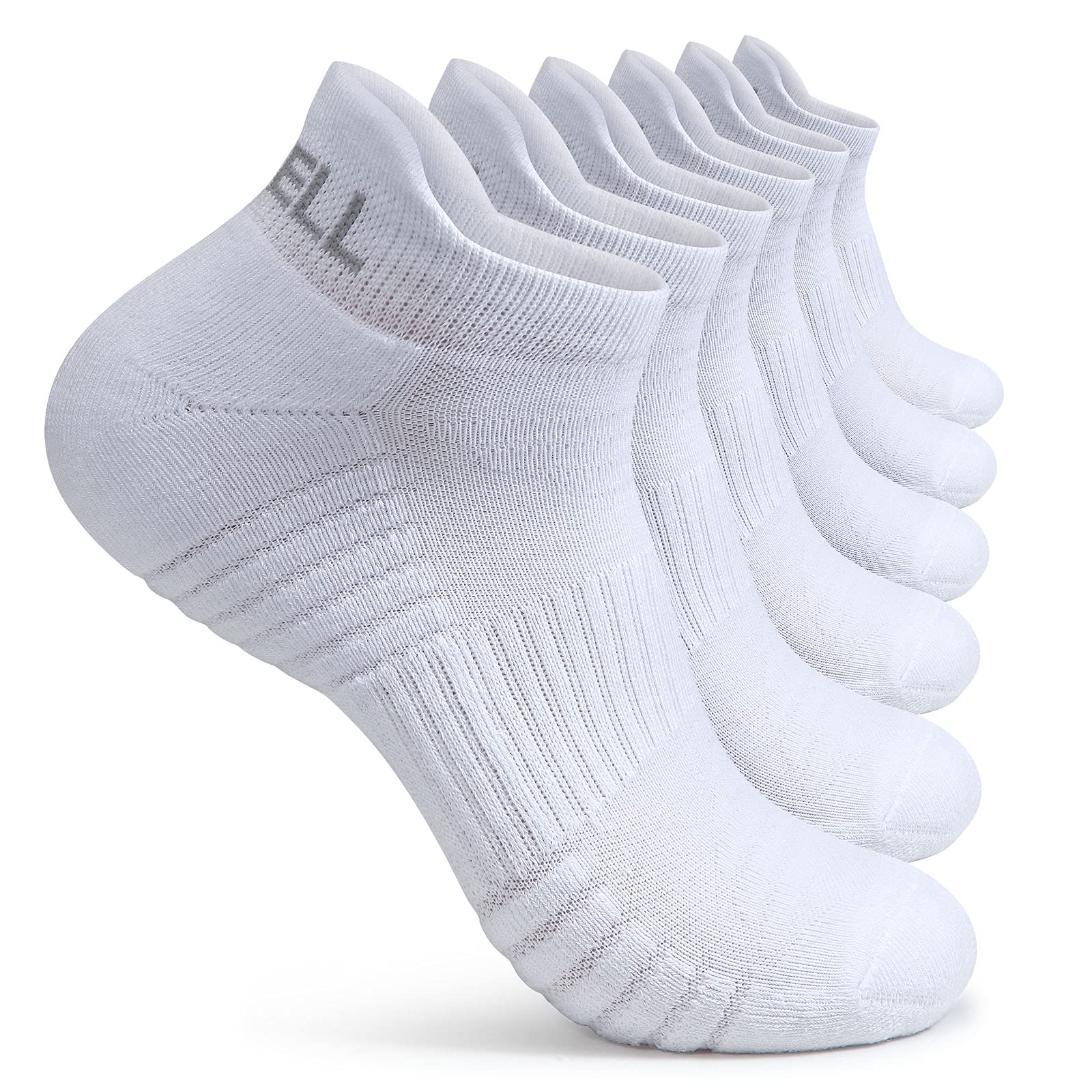 VWELL Men's Running Ankle Socks With Cushion Low Cut Breathable Athletic Sports Tab Socks for Men-6Pairs