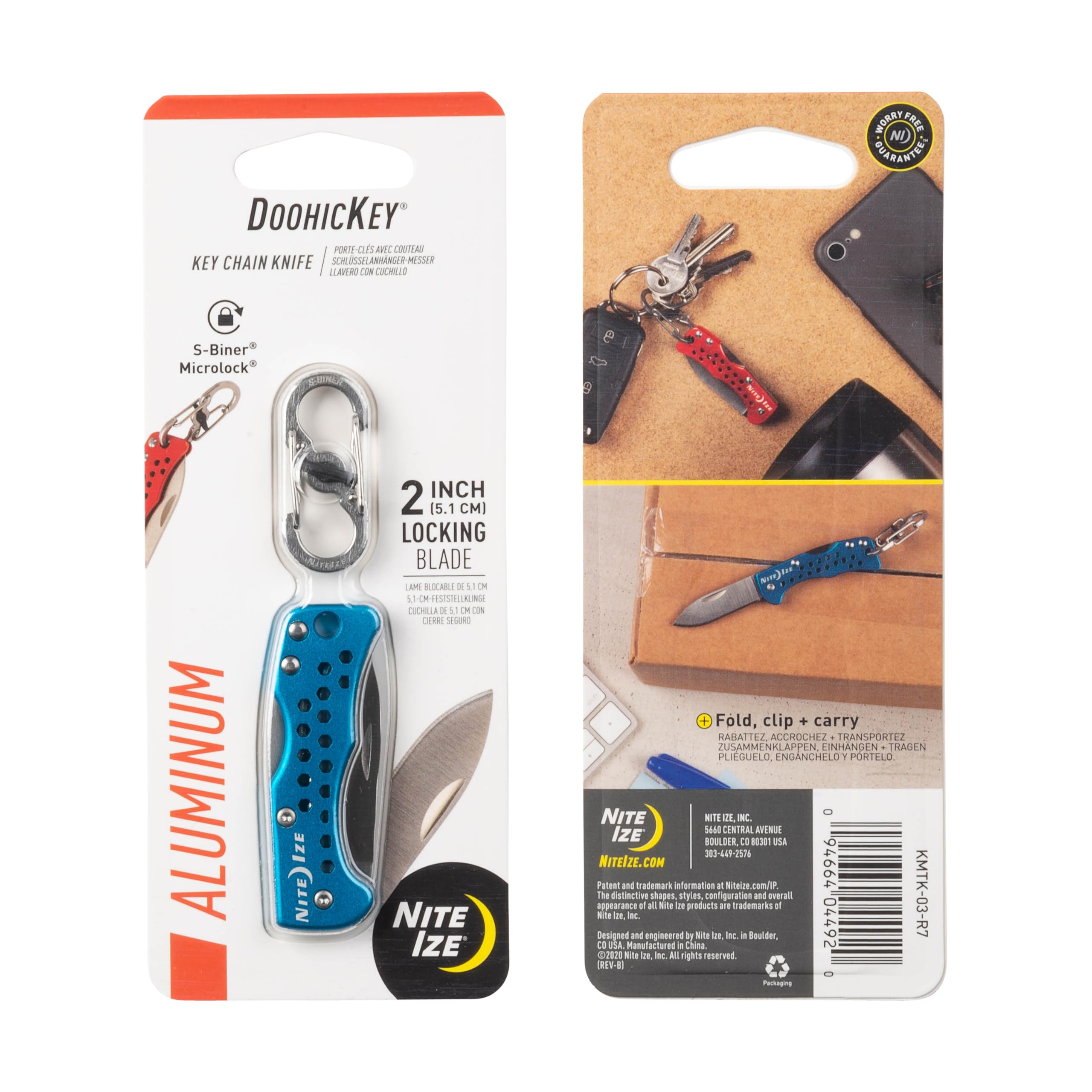 Nite Ize DoohicKey Keychain Knife, Folding Pocket Knife for Keychain, Orange,2 inch