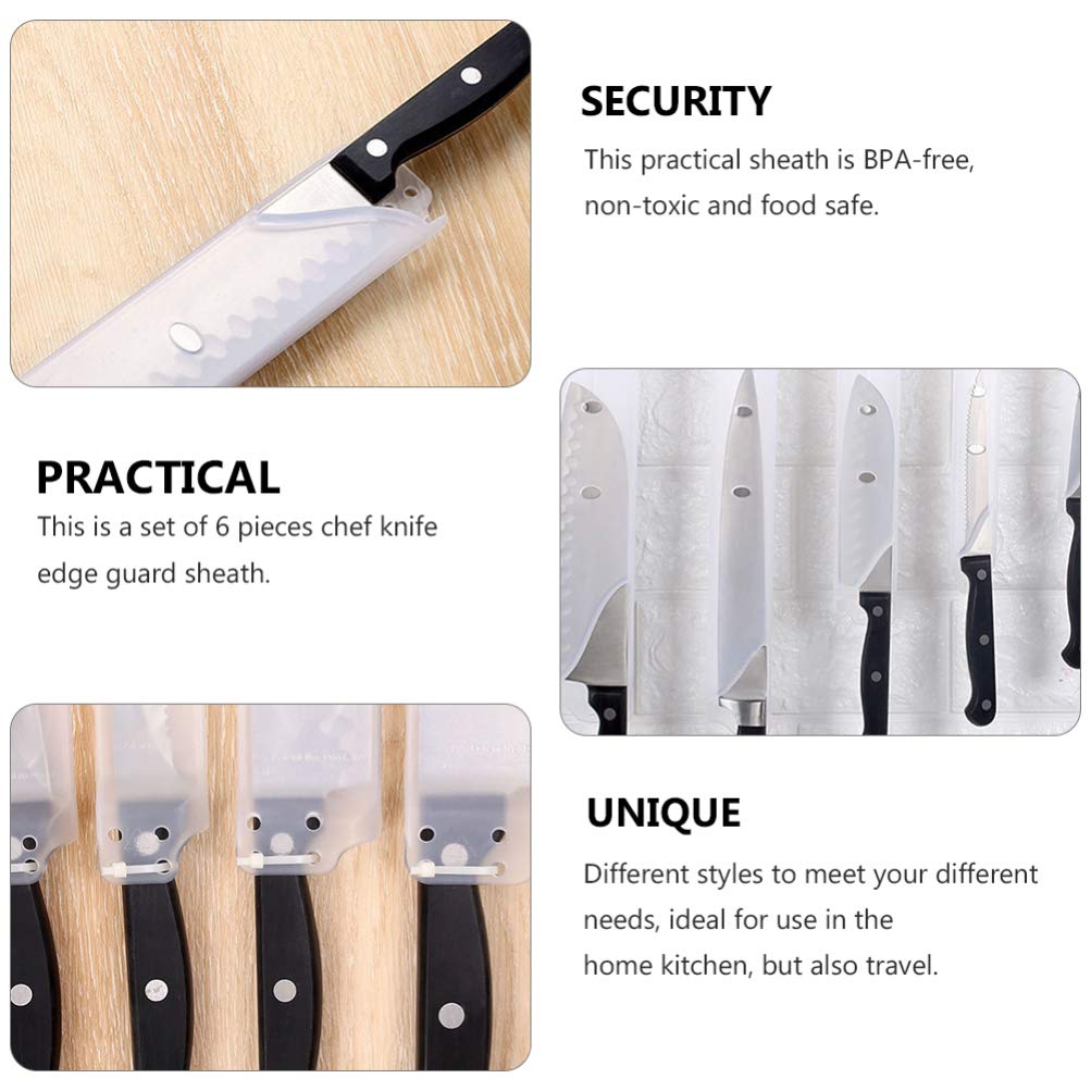 YARNOW 6pcs Knife Guards Universal Knife Cover Professional Knife Protector Plastic Knife Guards for Home Kitchen