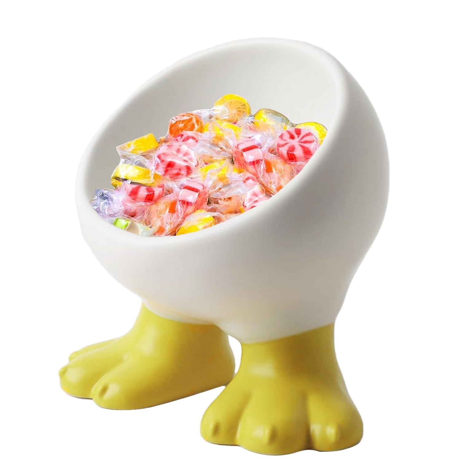 Relexome Easter Cute Duck Candy Servers Bowl Foot Key Bowl Animal Candy Dish Decorative Bowl for Entryway Table Office Home Decor, Small Pedestal Ceramic Fruit Bowl,Cookie Snack Footed Key Tray,7 Inch