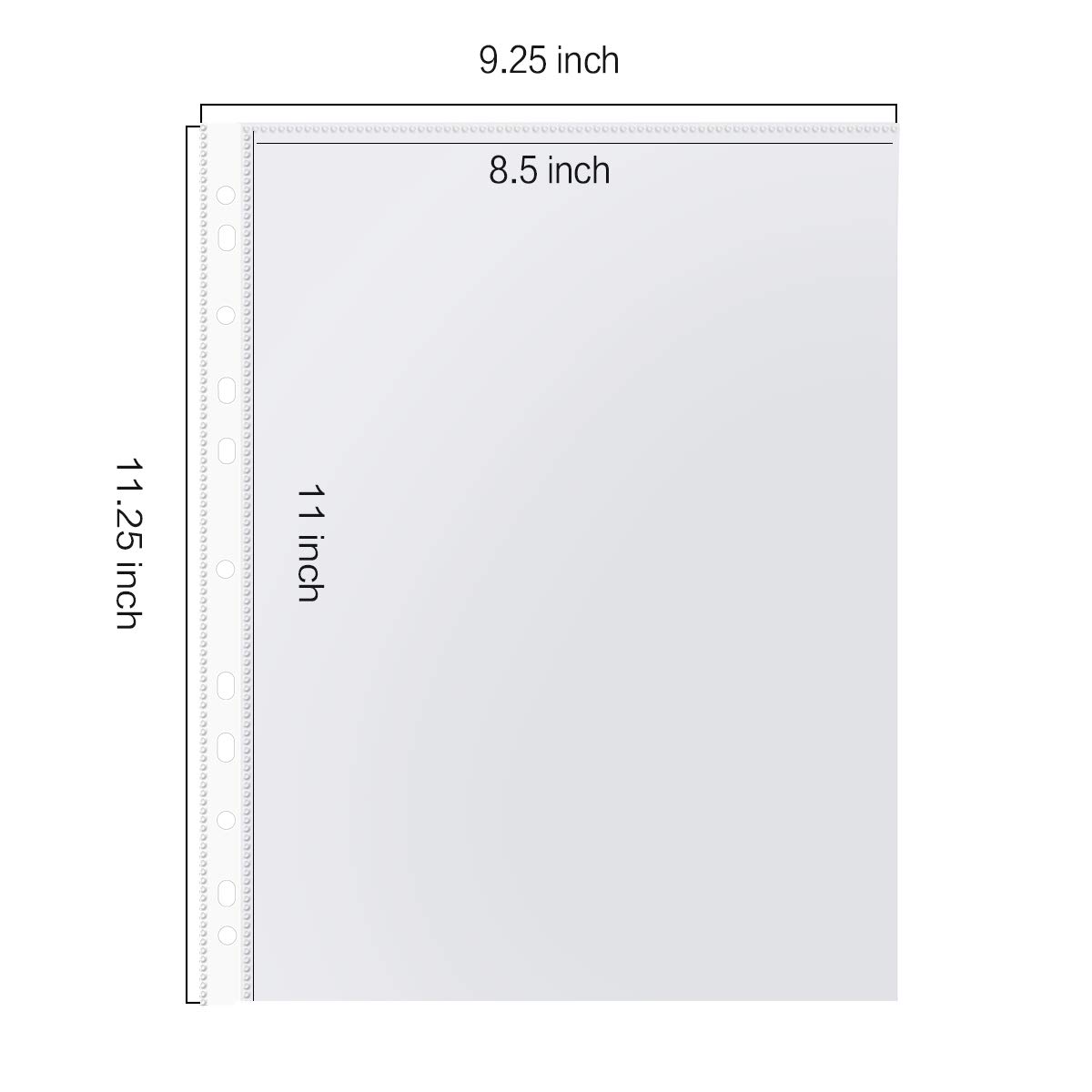 Sheet Protectors, PANDRI 600 Pack Clear Heavy Duty Plastic Page Protectors Sheet Reinforced 11-Hole Fit for 3 Ring Binder Fits Standard 8.5 x 11 Paper, 9.25 x 11.25 Top Loaded, Acid Free