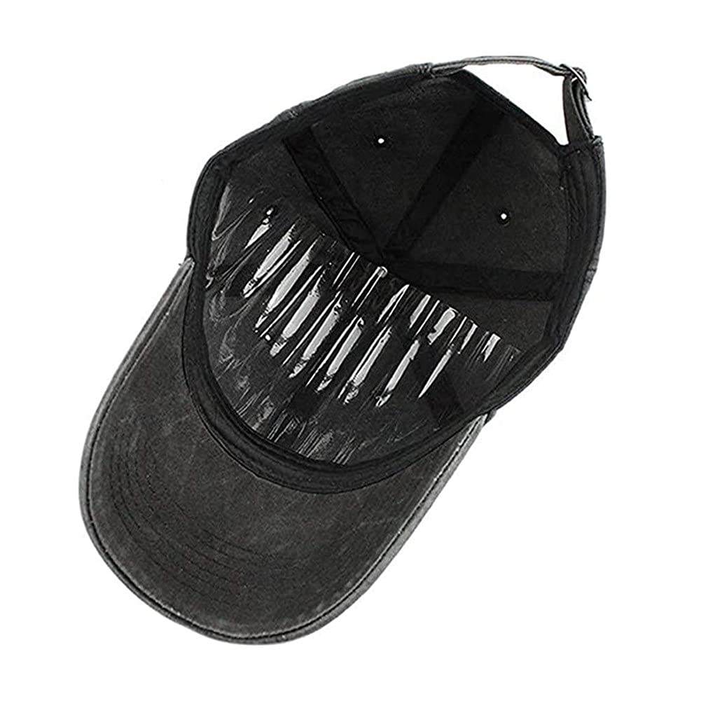 Unisex Music Note Embroidered Cotton Baseball Cap Adjustable Outdoor Cap Casual Dad Hat (Washed Cotton Black)