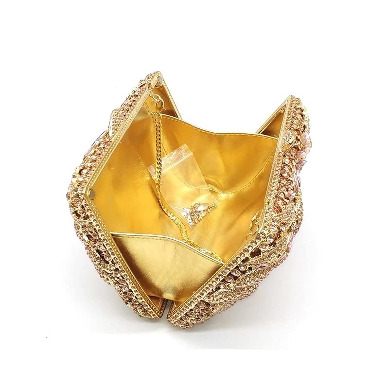 ZHUHW Women Evening Party Bag Clutches Bridal Wedding Party Heart Purses Leaves Crystal Purses