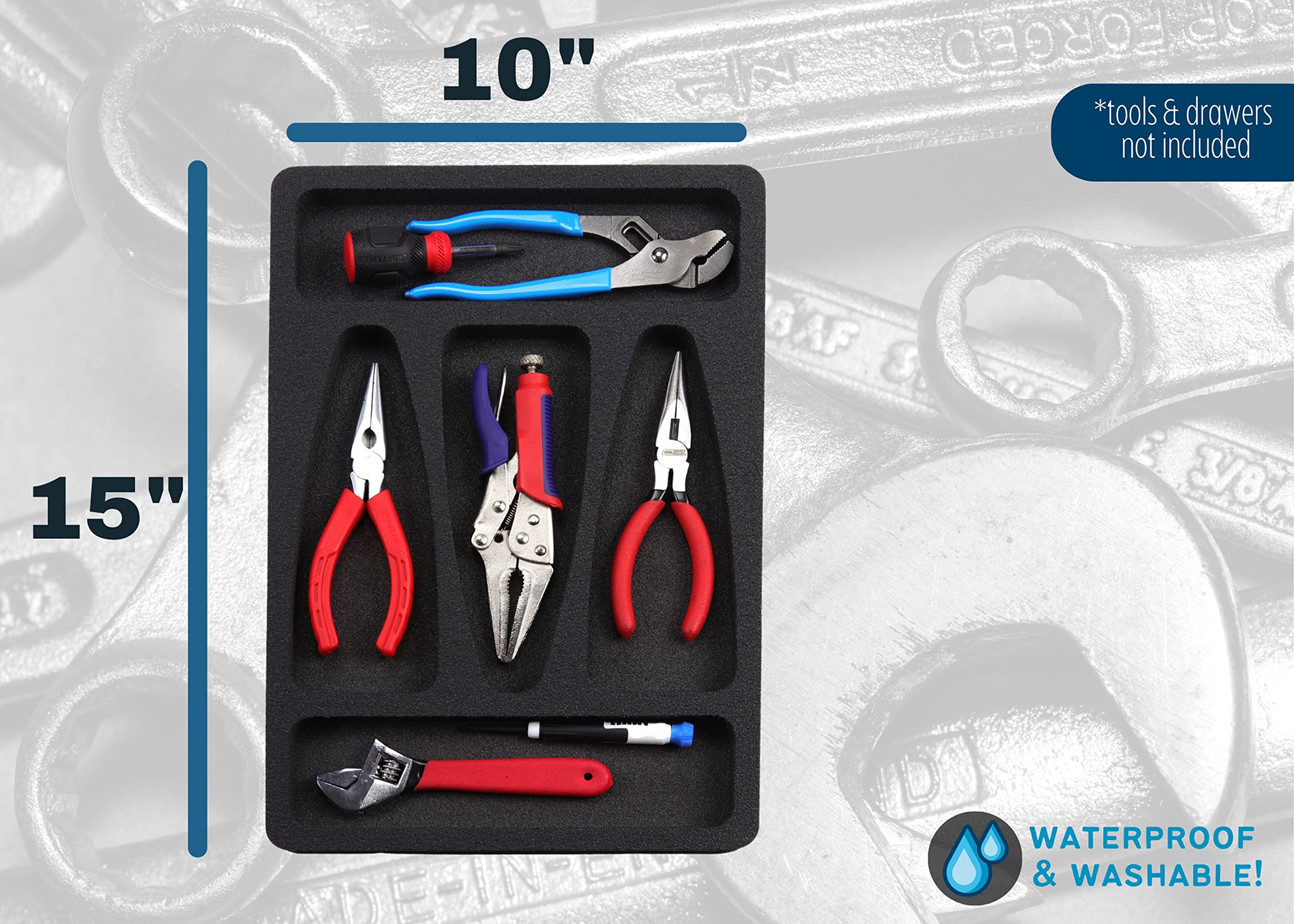 Polar Whale Tool Drawer Organizer Small Pliers Holder Insert Black Durable Foam Tray 15 x 10 Inches 5 Pockets Holds 3 Small Pliers Up To 8 Inch Long Fits Craftsman Husky Kobalt Milwaukee Many Others