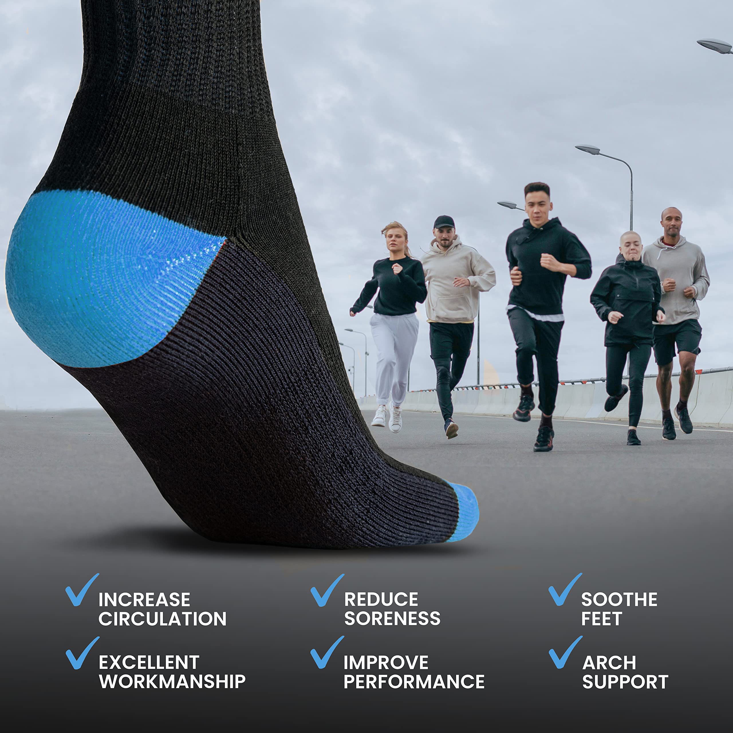 Villain Inside Turquoise Crew Mens Socks Moisture Wicking Silver Infused Cushion Cotton Socks (6 Pairs)