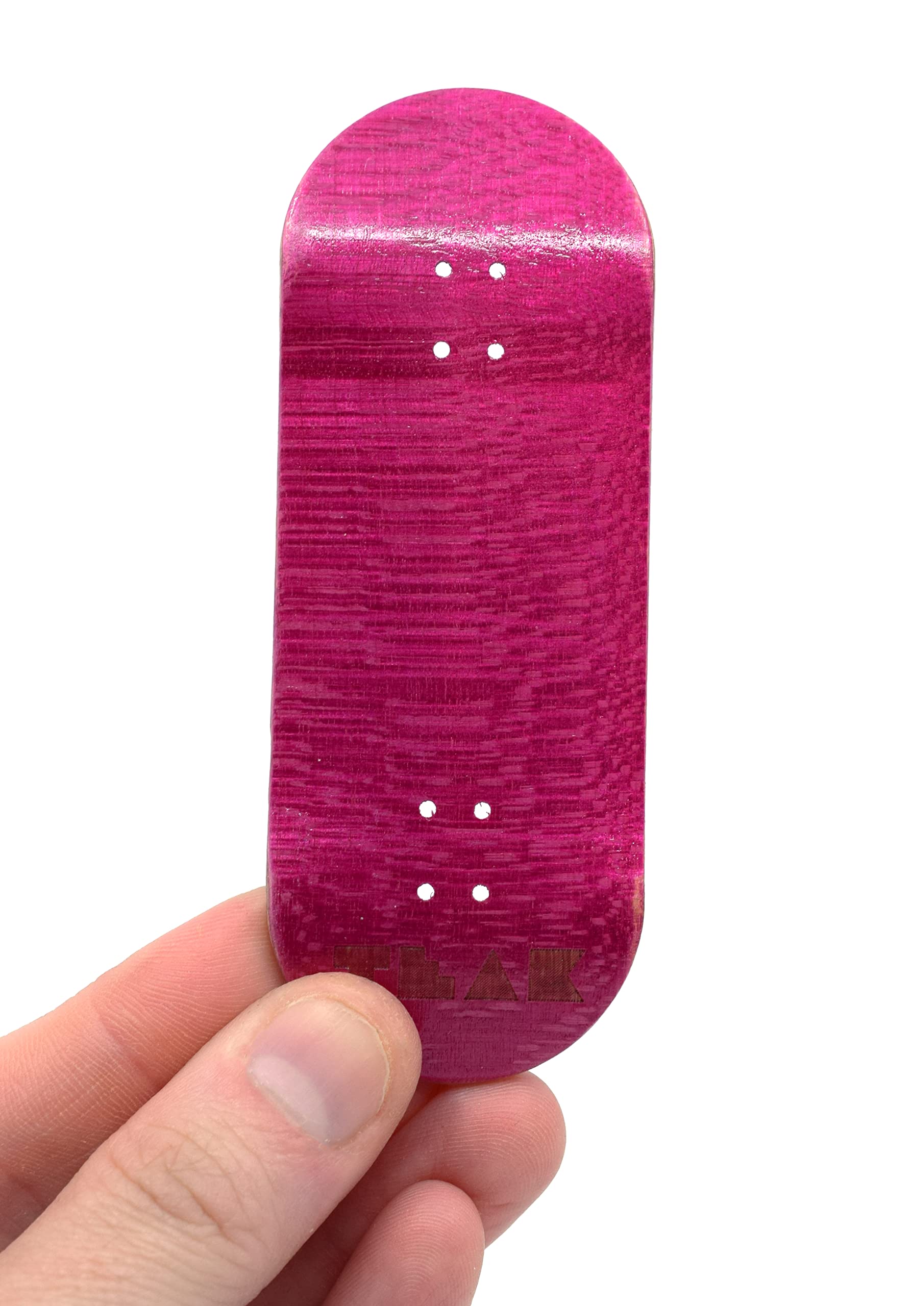 Teak Tuning Prolific Wooden Fingerboard Deck, 35mm x 95mm Popsicle Shape - Pink Flamingo - 5 Ply with Custom Color Matching Mid Plies - Includes Prolific Foam Tape