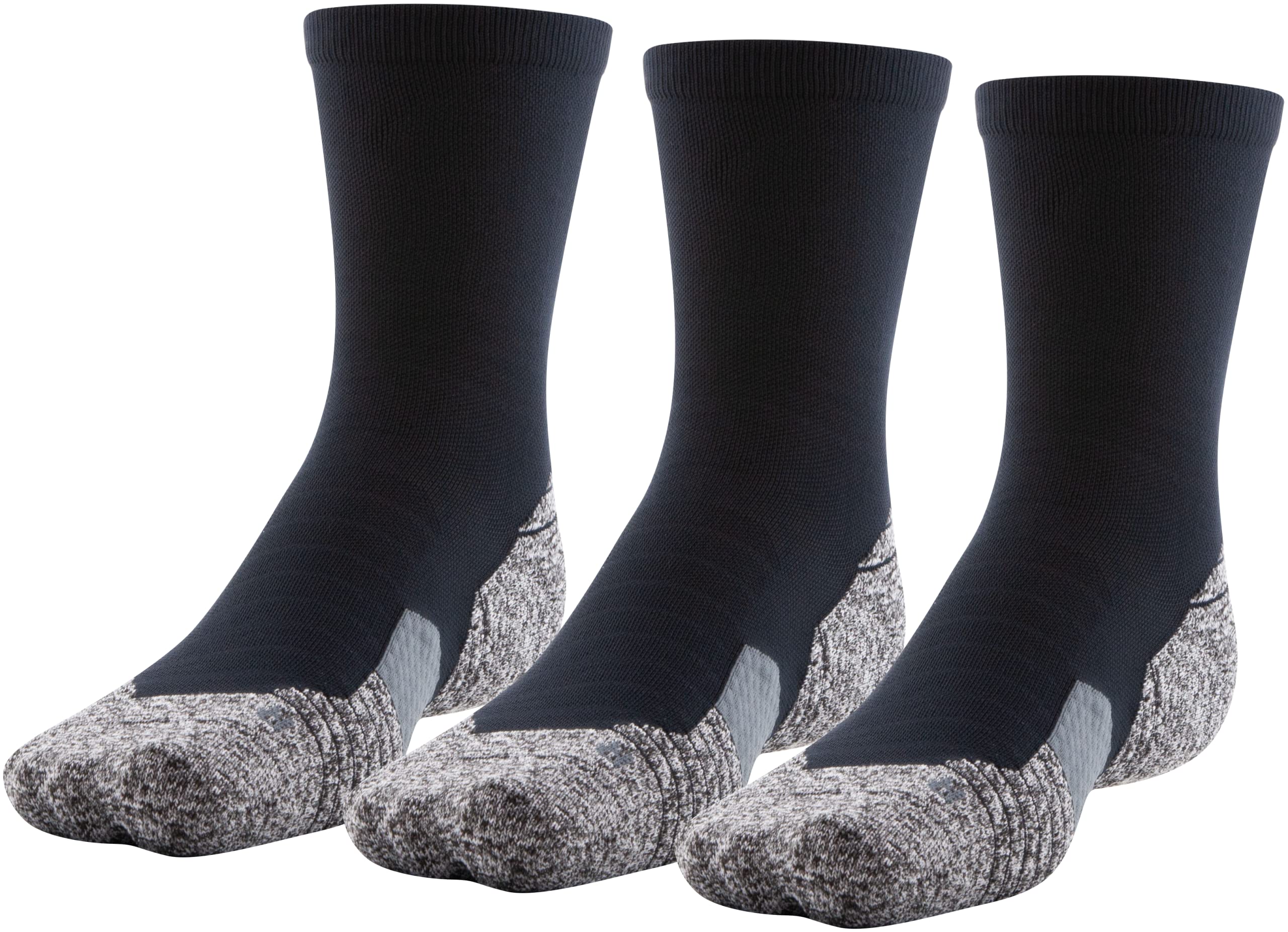Under Armour Unisex-Adult Run Cushion Crew Socks, Multipairs, Black (3-Pair), Medium