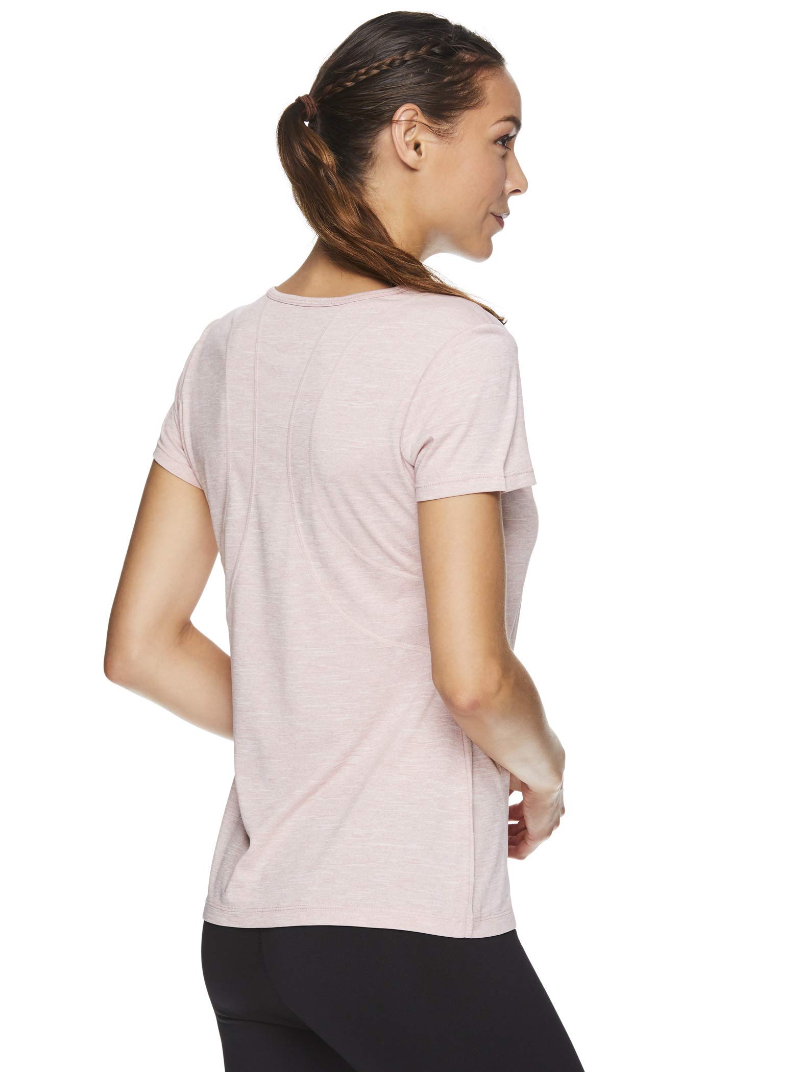 Reebok Womens Varigated Heathered Basic T-Shirt, Pink, Medium