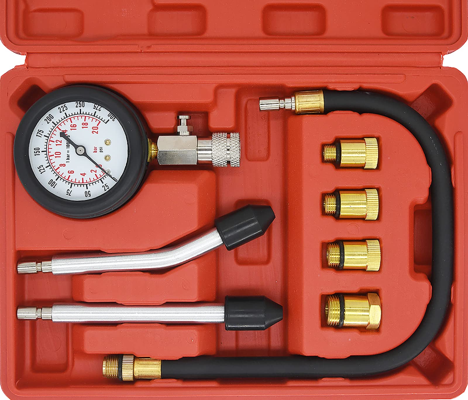 Petrol Engine Cylinder Compression Tester Kit and Spark Plug Tester Tool Fit for Automotive Car Lawnmower Truck Chainsaw Motorcycle Boat Petrol Gas Engine Diagnostic Compression Tester Kit (9 Pcs)