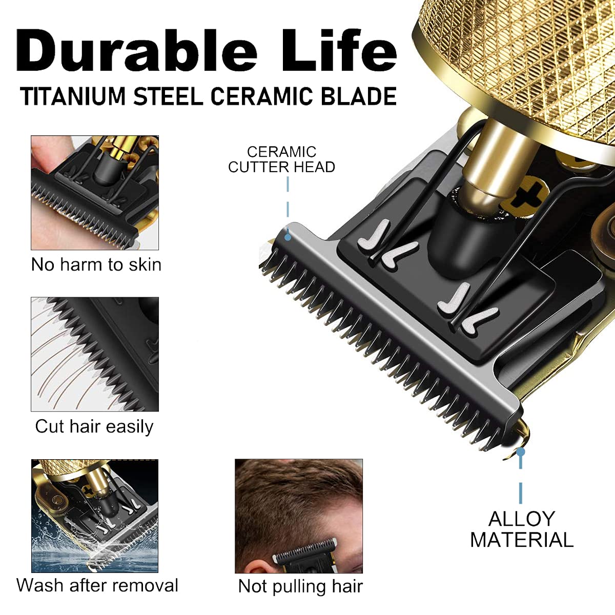 Professional Electric Hair Clippers,Cordless USB Rechargeable T-Blade Hair Beard Trimmer for Men with 4 Guide Combs Haircut Machine