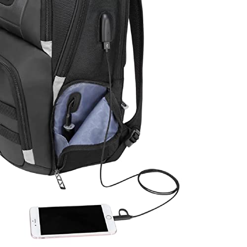 Targus DrifterTrek Backpack with USB Power Pass-Thru Port, Air-Mesh Back Support, Protective Cradle Fits 11.6-15.6-Inch Laptop, Black/Grey (TSB956GL)