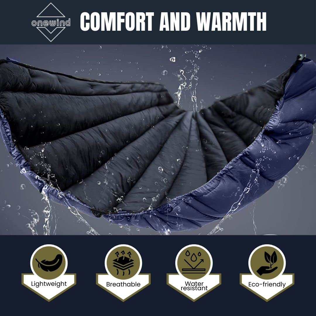 onewind Hammock Underquilt, Dupont Sorona Under Quilt with Insulation for Hammock Camping, Lightweight Hammock Quilts for Hiking, Backpacking, Navy Blue