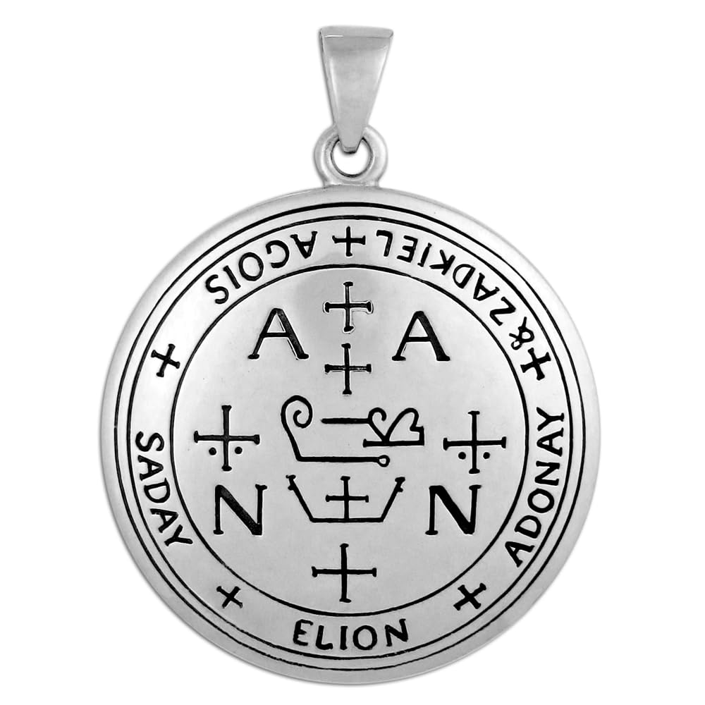 Moonlight Mysteries Archangel Zadkiel Sigil Pendant - .925 Sterling Silver Angel Sigils Talisman for Freedom and Compassion (1 1/4 inch)