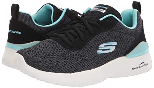 Skechers Women's Skech-Air Dynamight - Top Prize Sneaker, Black/Turquoise, 7 W