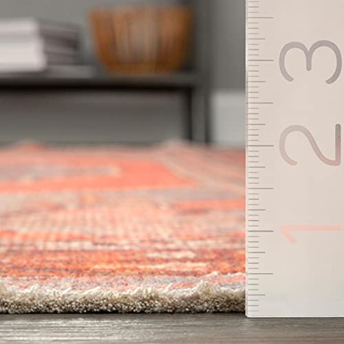 nuLOOM Kamila Tribal Machine Washable Runner Rug, 2' x 8', Orange