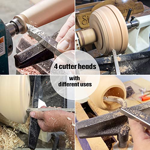 WenCrew Carbide Tipped Wood Turning Tools Set, 2023 Upgrade Carbide Lathe Tools for Woodturning, Lathe Rougher Finisher Swan Neck Hollowing Tools with Extendable Shafts