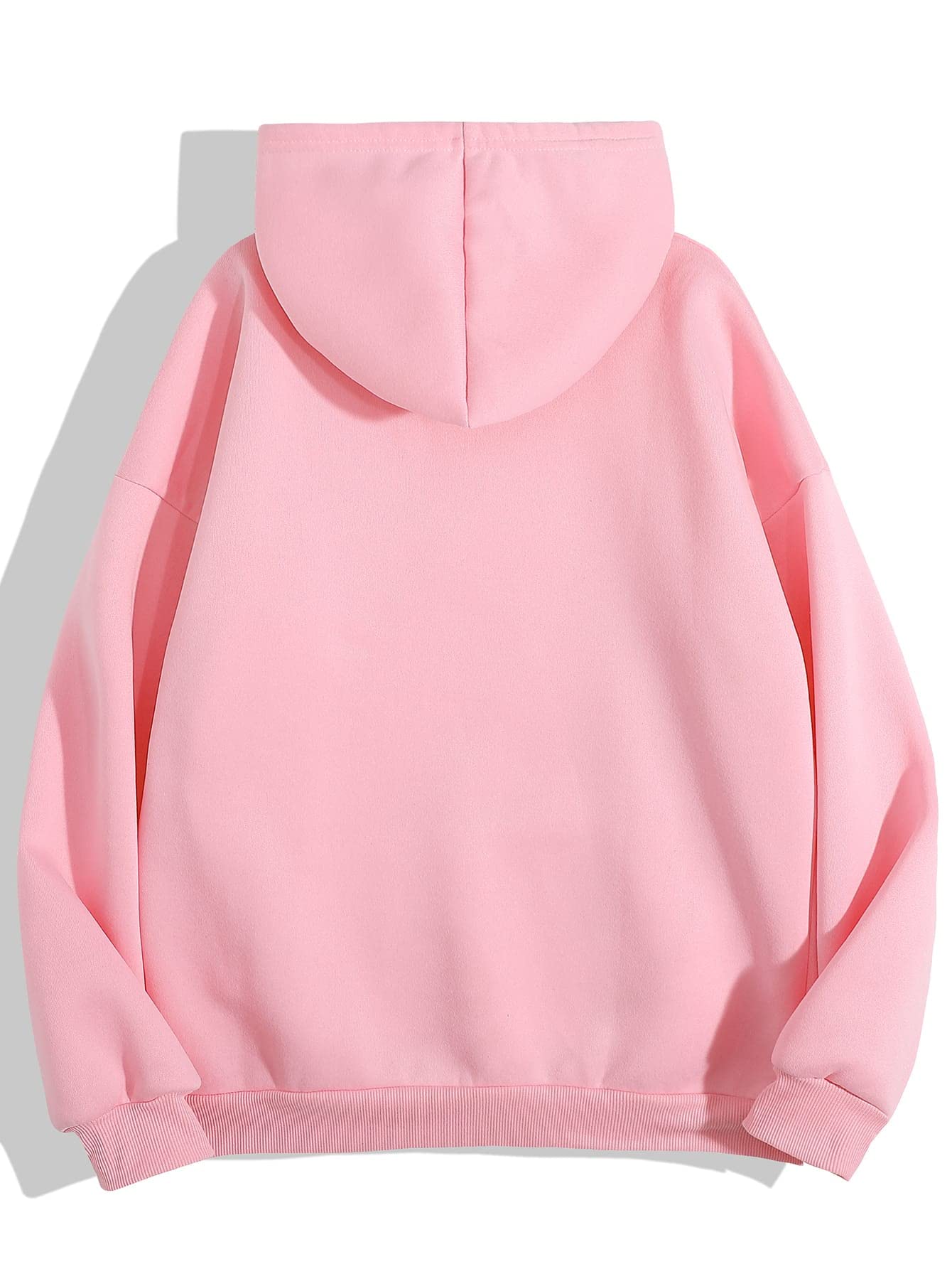 SHENHE Women's Slogan Letter Print Long Sleeve Hooded Sweatshirt Pullover Hoodie Tops Light Pink S