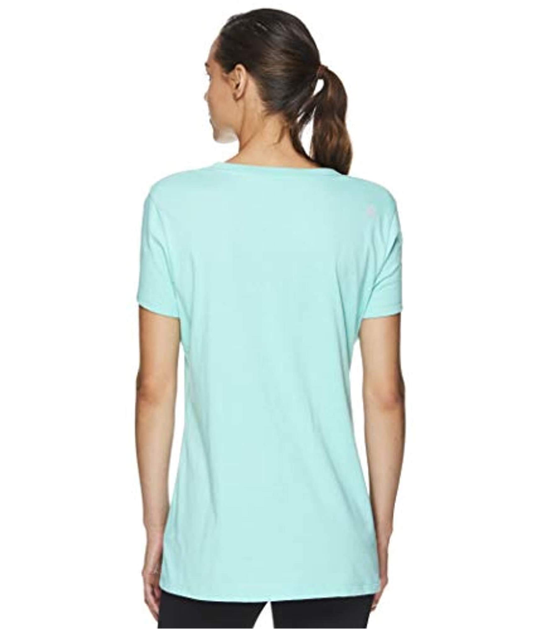 Reebok Womens Ondas Workout Graphic T-Shirt, Blue, Large