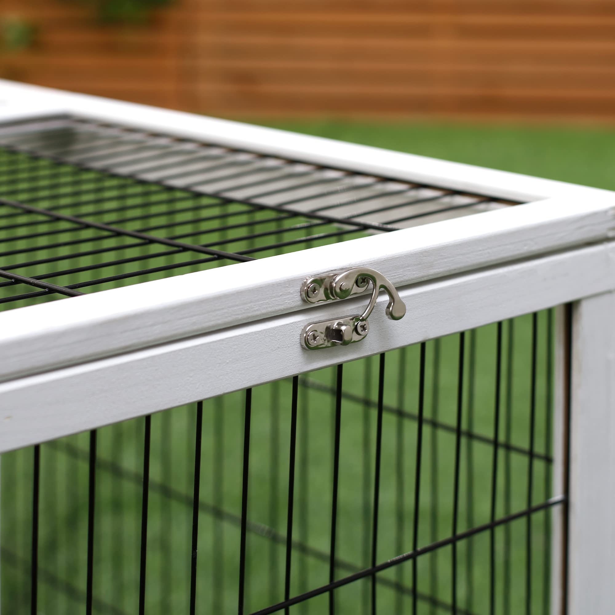 PawHut Rabbit Hutch, 2 Story Outdoor Bunny Cage with Slide-Out Tray, Run Cage, Openable Top for Rabbits, Guinea Pig, Dark Gray
