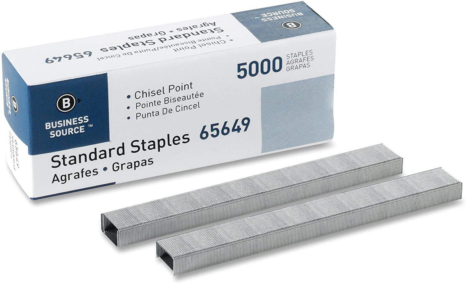 Standard Staples, Chisel Point Standard Staples, 210 Staples Per Strip, 20 Sheets Capacity, 1/4" Length, 5,000 Staples Per Box - 1 Box