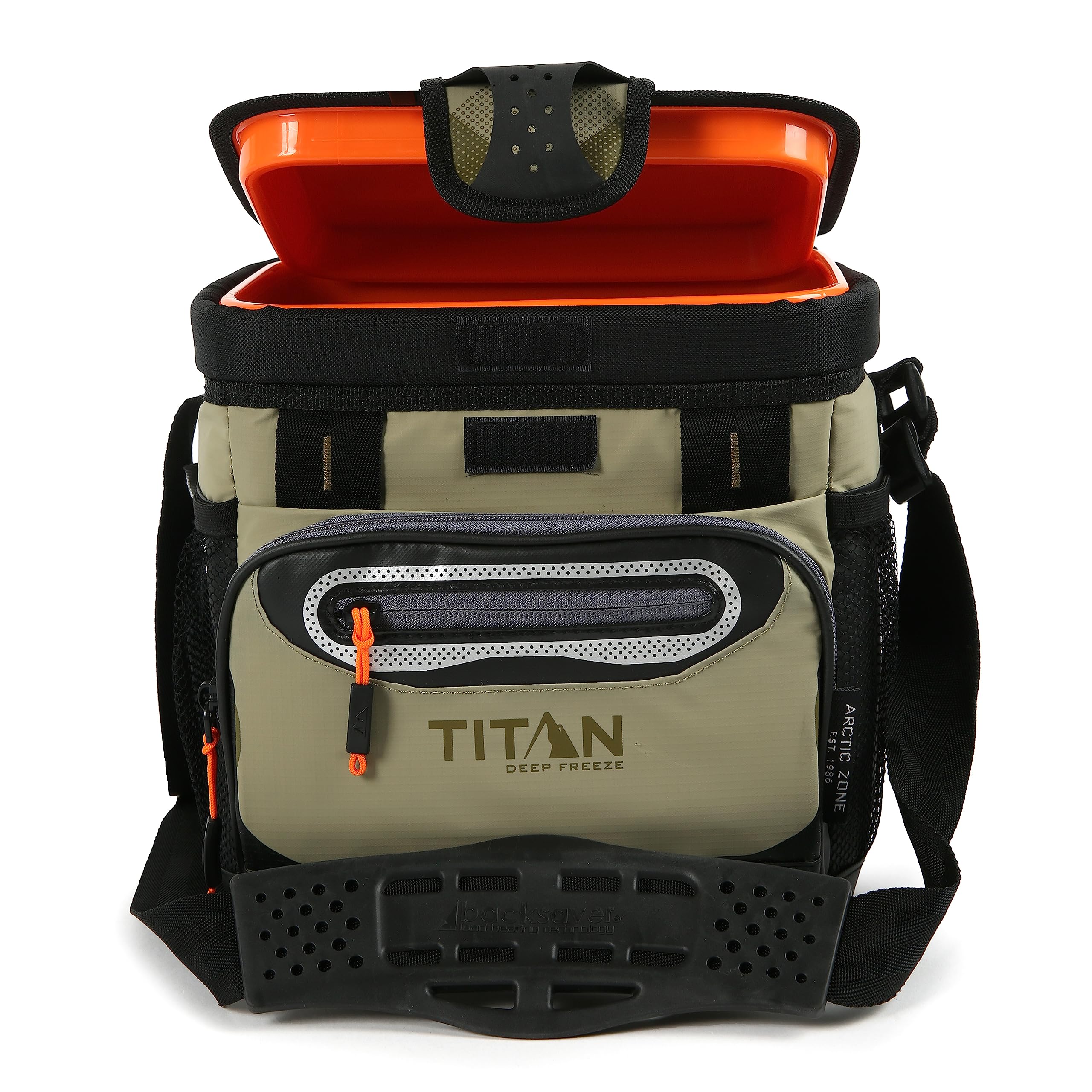 Titan Deep Freeze Cooler - 9 Can Zipperless Hardbody Cooler - Deep Freeze Insulation, HardBody Liner, and SmartShelf - Pine