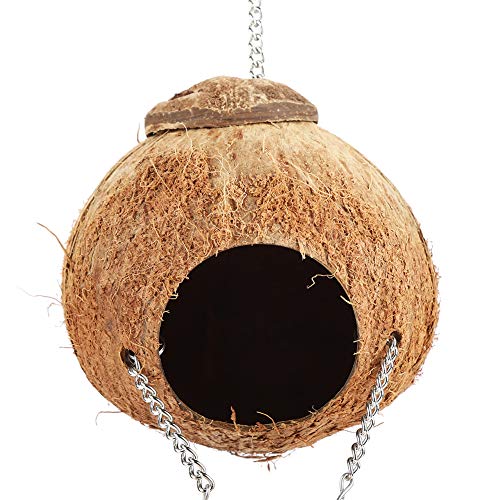 Oreilet Parrot Nest, Coconut Husk 4.7in Birds Nest, Exquisite Non-Toxic Sustainable for Small Pet Bird Hamster Parrot
