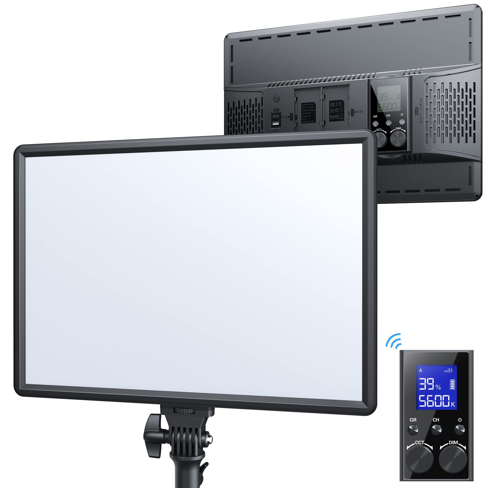 RALENO 45W Led Video Light,18'' Continuous Output Lighting with 2.4G Remote,CRI97 Brightness Bi-Color 3200-5600K Adjustment on Camera Light,Led Panel Light for Game/YouTube/Zoom/Photography/Studio
