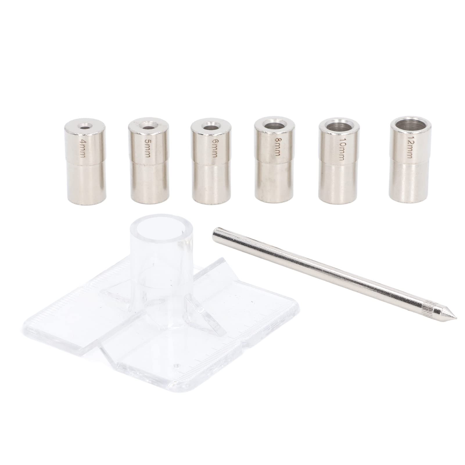 Orenic 8 Pcs Self Centering Dowel Jig Kit, 6 Size Inner Diameter Alloy Steel Drill Bushing Drill Bit Guide Centering Punch Set, Drill Guide Bushings Set, Wood Dowel Jig Woodworking Joints Tools