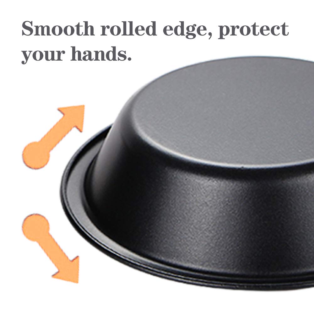 Webake Mini Pie Pans 5 Inch Pie Tins, 4 Pack Nonstick Round Bread and Meat Bakeware for Oven and Instant Pot Baking - Black