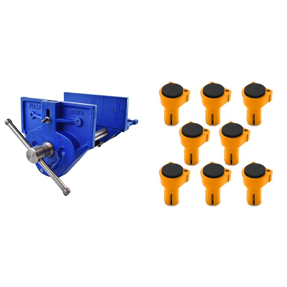 Yost Vises M9WW Rapid Action Woodworking Vise + Bench Dog | Quick Release Lever for Quick Adjustments | 9 Inch Jaw Width | Made with Heavy-Duty Cast Iron