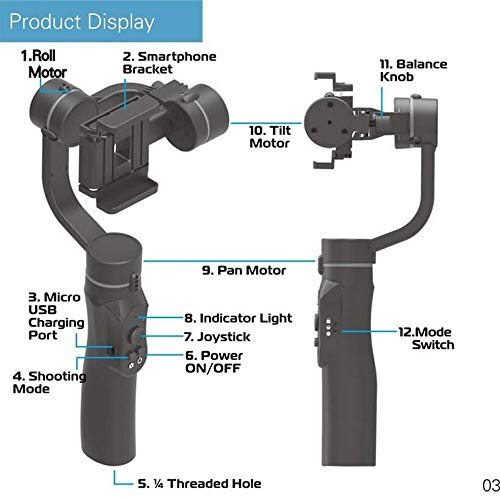 Phone 3-axis Stabilizer Handheld Gimbal Anti-Shake Shooting Stabilizer Outdoor Short Video Smooth Action Camera
