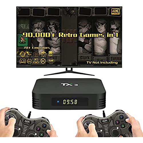 YIDUMKC Retro Game Console, Built-in 90,001 Classic Games, 256G Plug and Play Video Game Console, 4K HD Emulator Console Compatible with Atari/PS1/MAME, Game System(2 Wired Controllers New