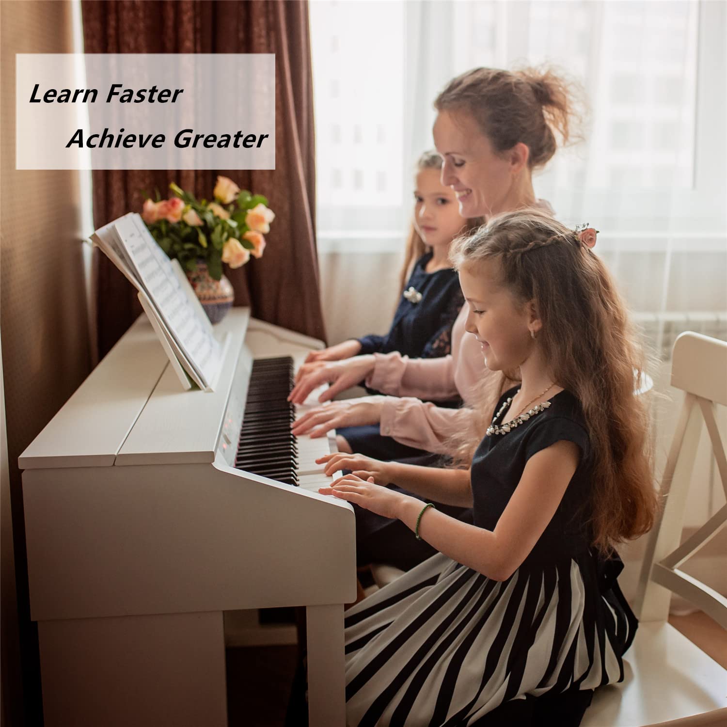 XAJH Piano Notes Guide for Beginner, Removable Piano Keyboard Note Labels for Learning, 88/61/54/49/37 Key, Made of Silicone, No Need Stickers, Reusable and Comes with Box