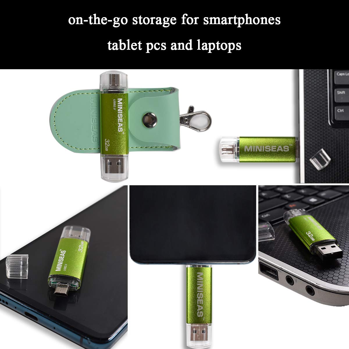 OTG USB Flash Drive Miniseas Micro-Port Memory Stick for Android Phones,USB 2.0 Pen Drive Jump Drive for Tablets, Thumb Drive Pendrive for Android Devices/PC/Tablet/Mac (32GB, Green)