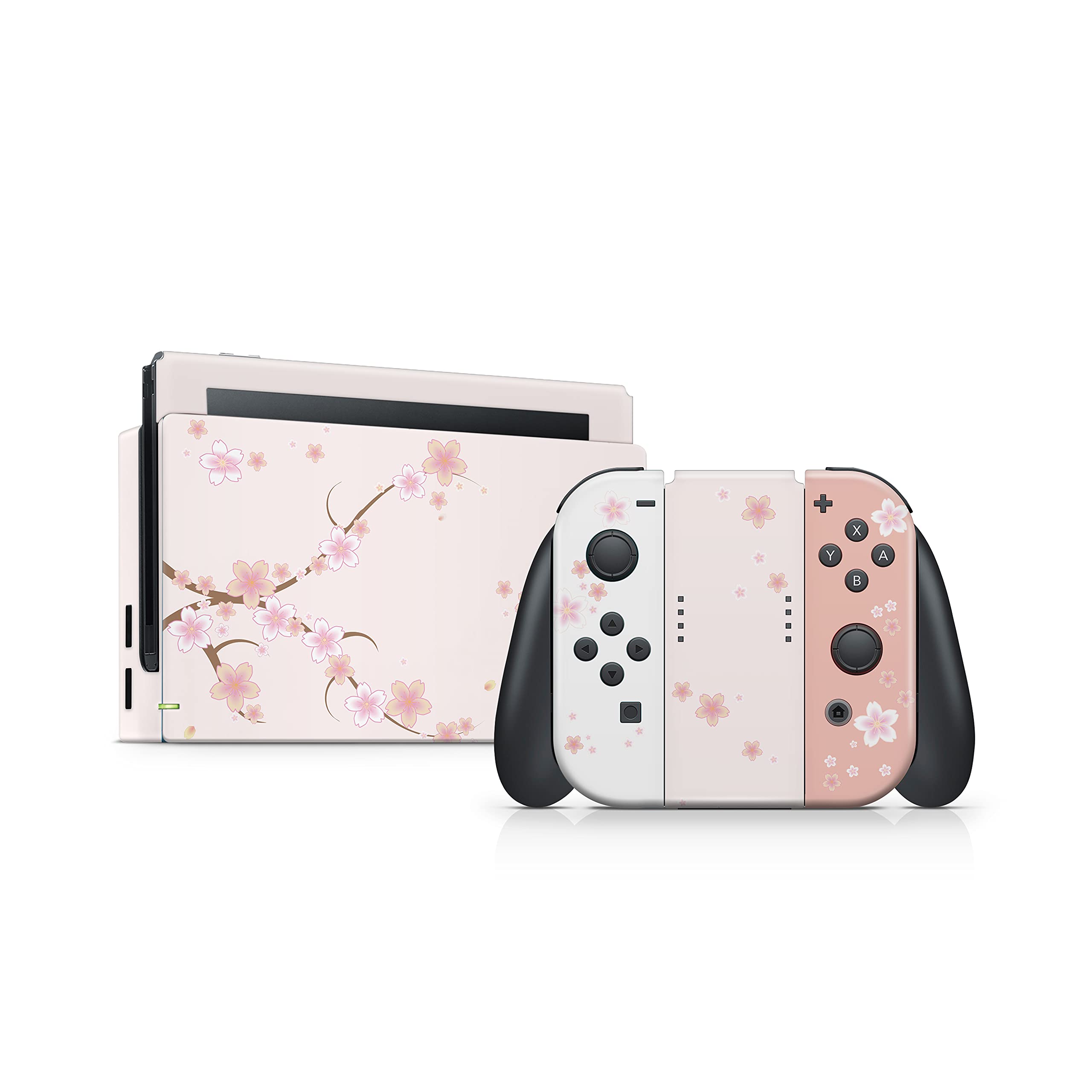 Tacky design Beige Skin Compatible with Nintendo Switch Skins Decal, Flowers Sakura Nintendo Switch Stickers Vinyl 3m Cute Pink Full Cover