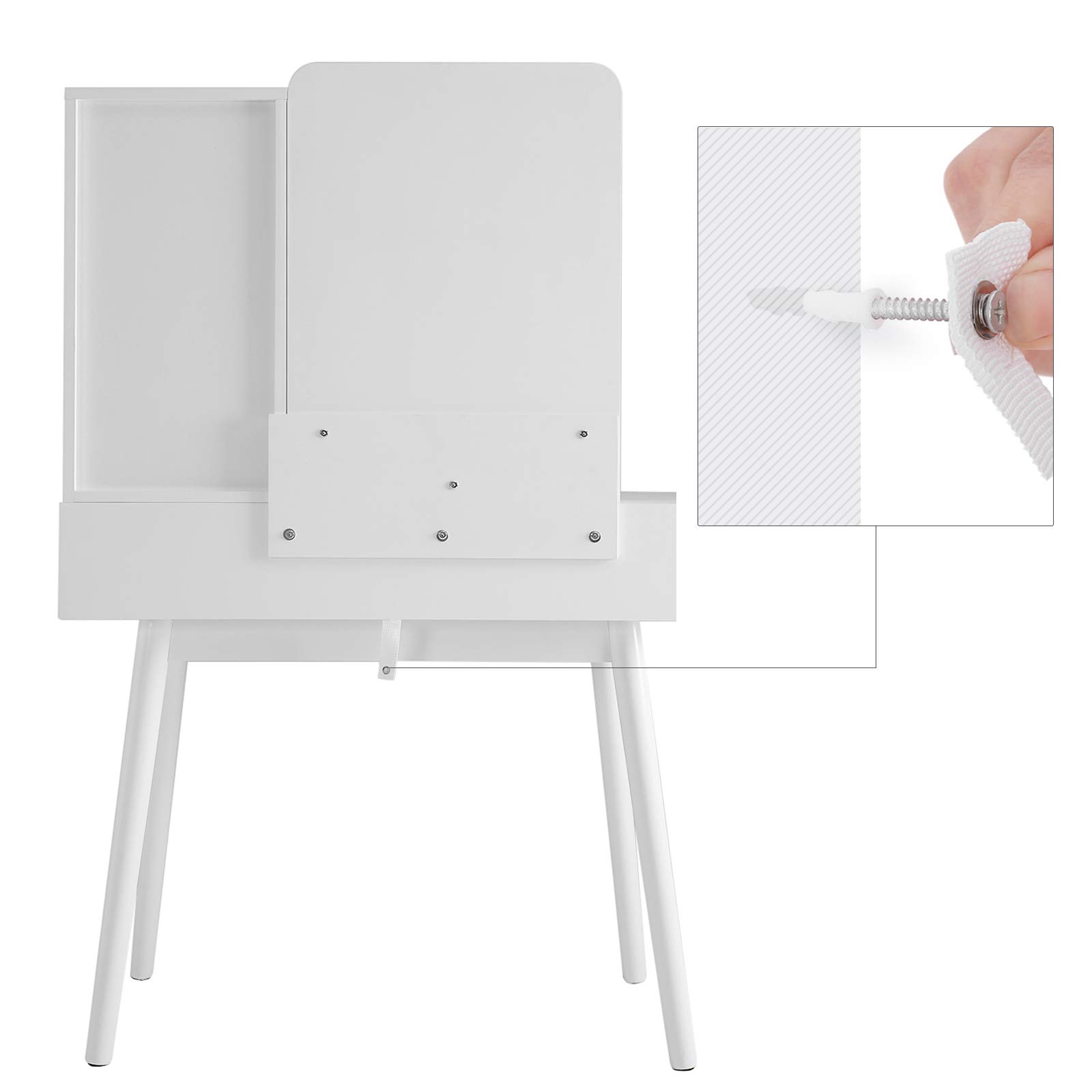 VASAGLE Vanity Set Modern Makeup Dressing Table with Mirror, Felxible Storage, White and Natural URDT32K