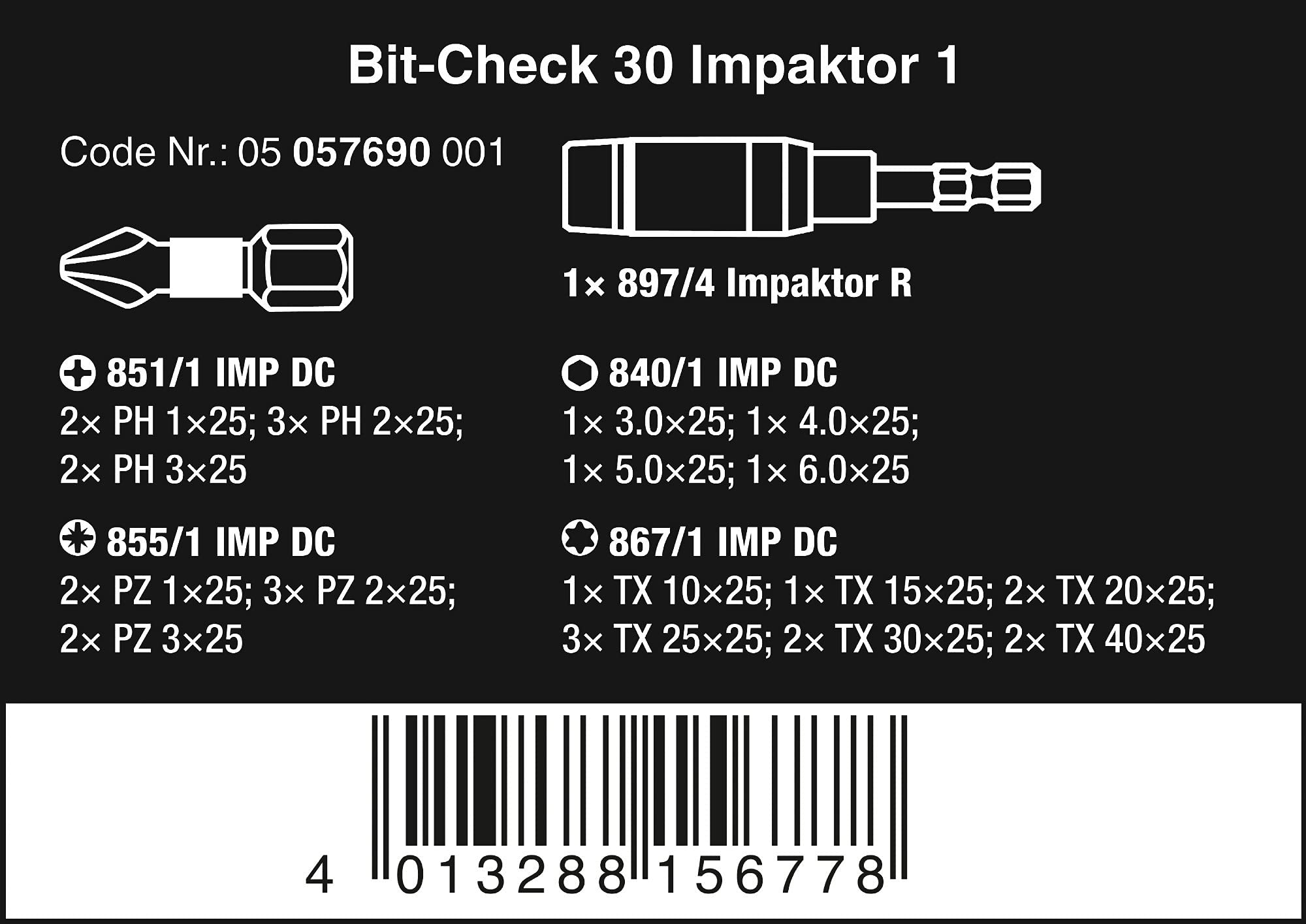 Wera 8100 SA/SC 2 Kit con cricchetto Zyklop Speed con attacco da 1/4 e 1/2, metrico, 43 pezzi & Bit-Check 30 Impaktor 1, 30 pezzi