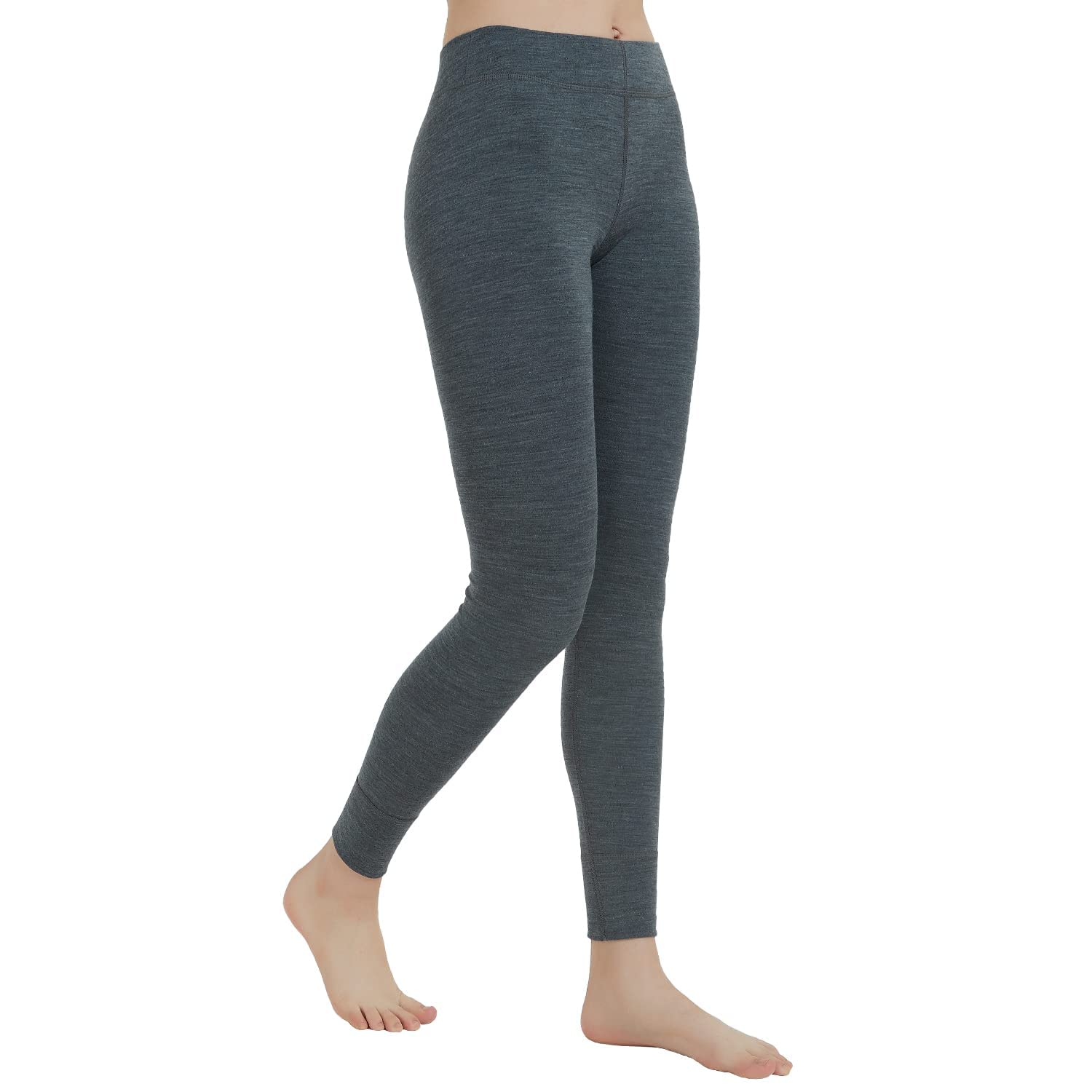 ZSOSBA METARINO Women's Merino Wool Midweight Base Layer Pants Long Wool Leggings Thermal Underwear for Hiking,Skiing,Snowboarding,Dark Grey,Medium