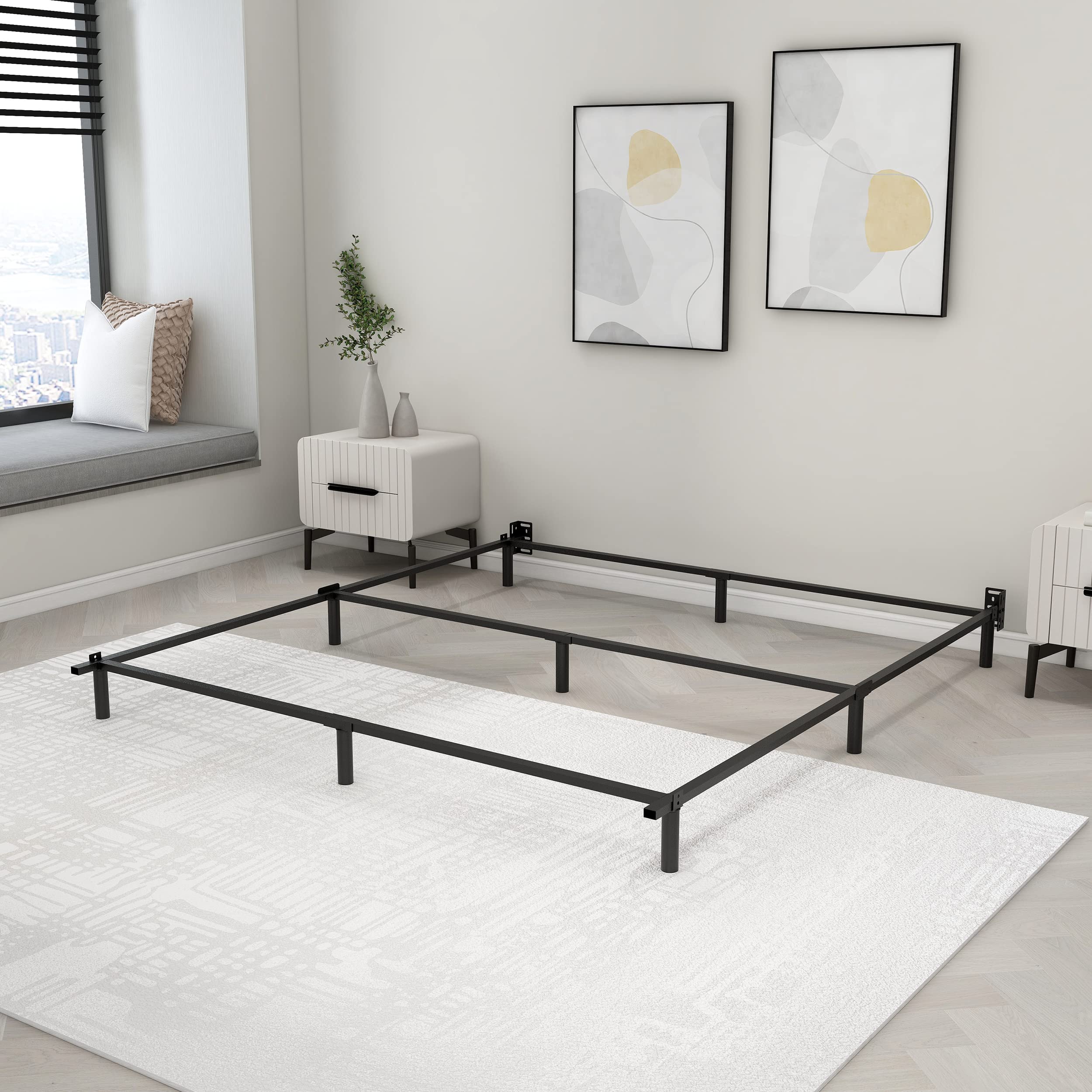 Nightell 7 Inch Metal Platform King Bed Frame,Bed Base for Box Spring,Non-Slip,Easy Assembly,Heavy Duty King Size Bed Frame Black
