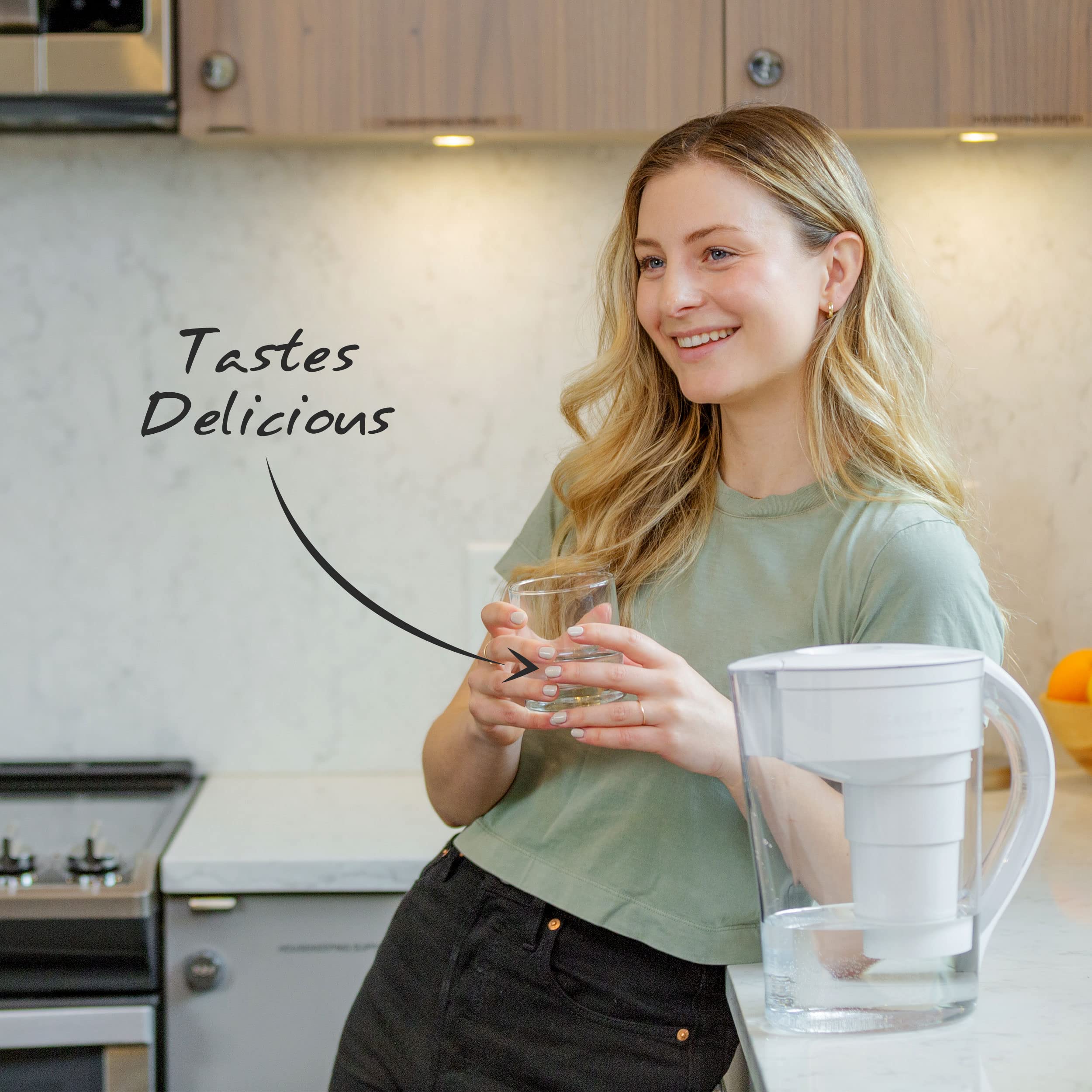 Single Replacement MINA Alkaline Water Filter by Santevia | Single at Home Water Pitcher Filter Adds Minerals and Makes Alkaline Water | Chlorine and Lead Water Filter | Made in North America