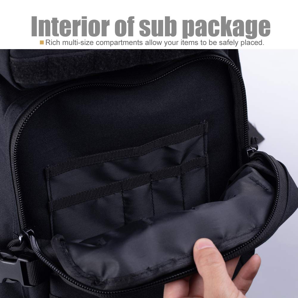 R.SASR Black Tactical Backpack, Military Backpack, Molle Backpack.(Black-01)