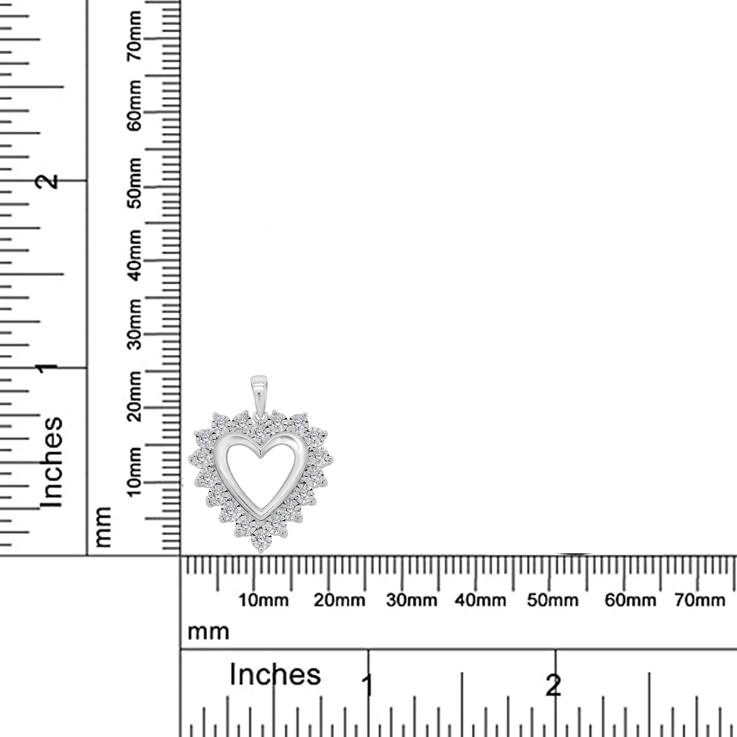 Shineadime 0.40 Cttw Round Cut Genuine Diamond (Clarity I2, Color J) Open Heart Pendant In Real 14K Solid White Gold